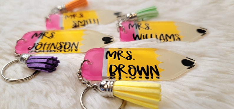 Custom Teacher Pencil Keychain - Etsy