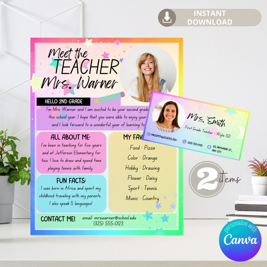 Rainbow Meet the Teacher Digital Signature Back to School Editable ...