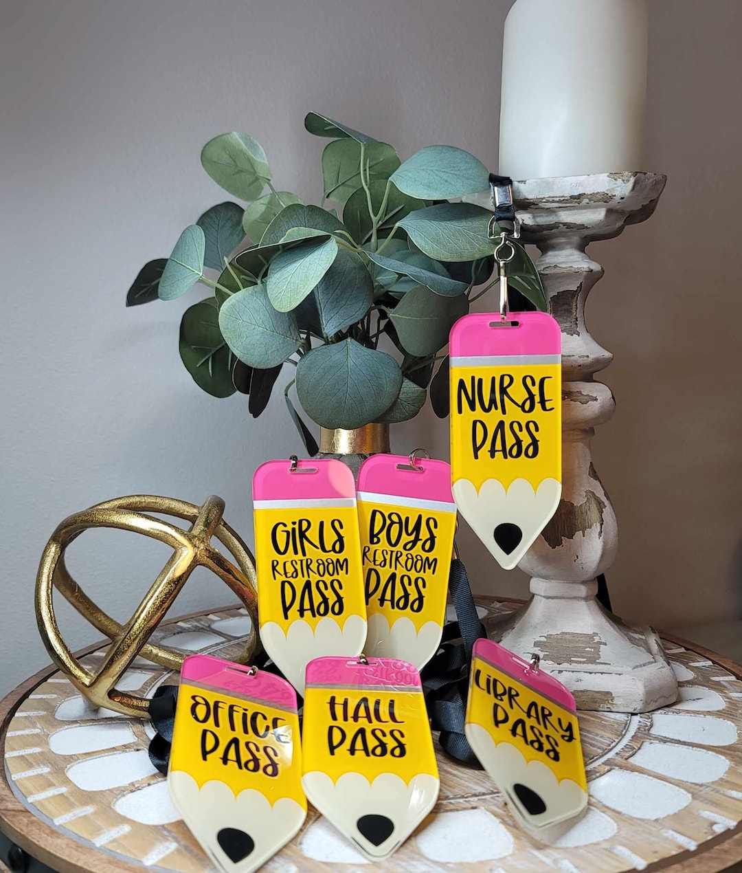 SET OF 6 Handmade Teacher Passes Hall Pass Nurse Pass Office Pass ...