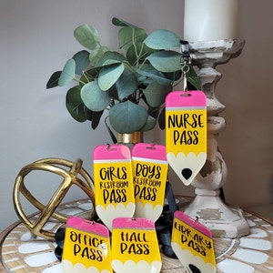 SET OF 6 Handmade Teacher Passes Hall Pass Nurse Pass Office Pass ...