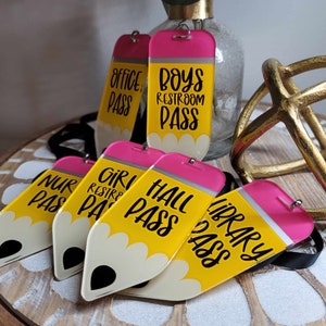 SET OF 6 Handmade Teacher Passes Hall Pass Nurse Pass Office Pass ...