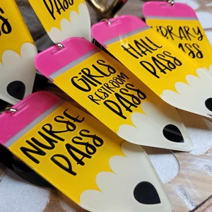 SET OF 6 Handmade Teacher Passes Hall Pass Nurse Pass Office Pass ...