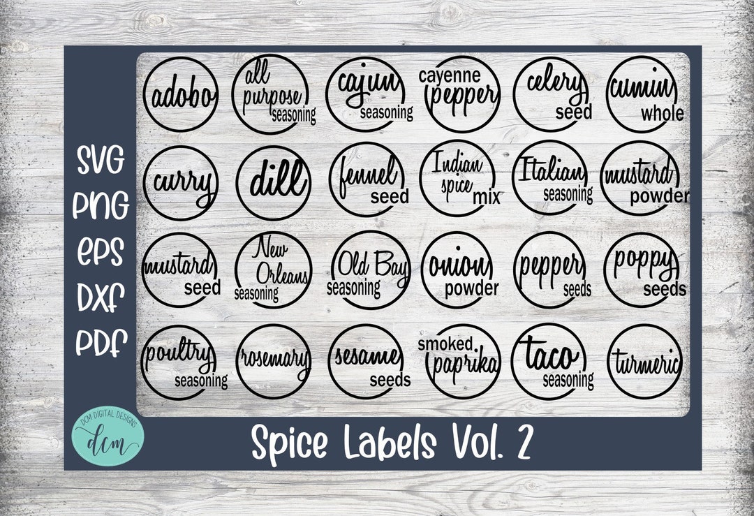 Spice Labels SVG, Pantry Decals Volume 2, Kitchen Pantry Decals, Home ...