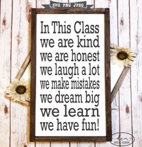 In This Class SVG Classroom Sign Teacher Gift Honest Kind - Etsy