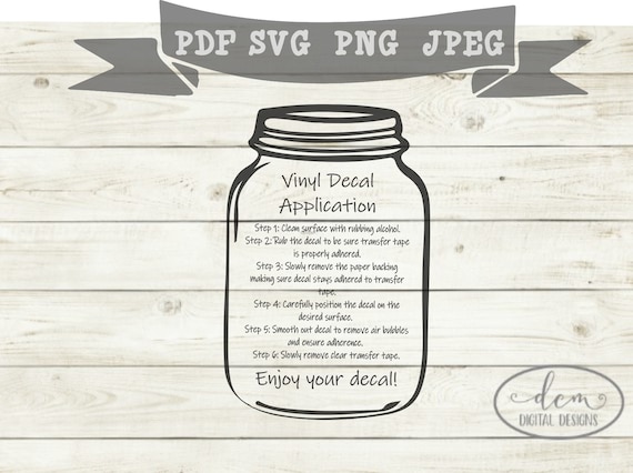 Vinyl Decal Application Instructions Printable JPEG PNG SVG - Etsy