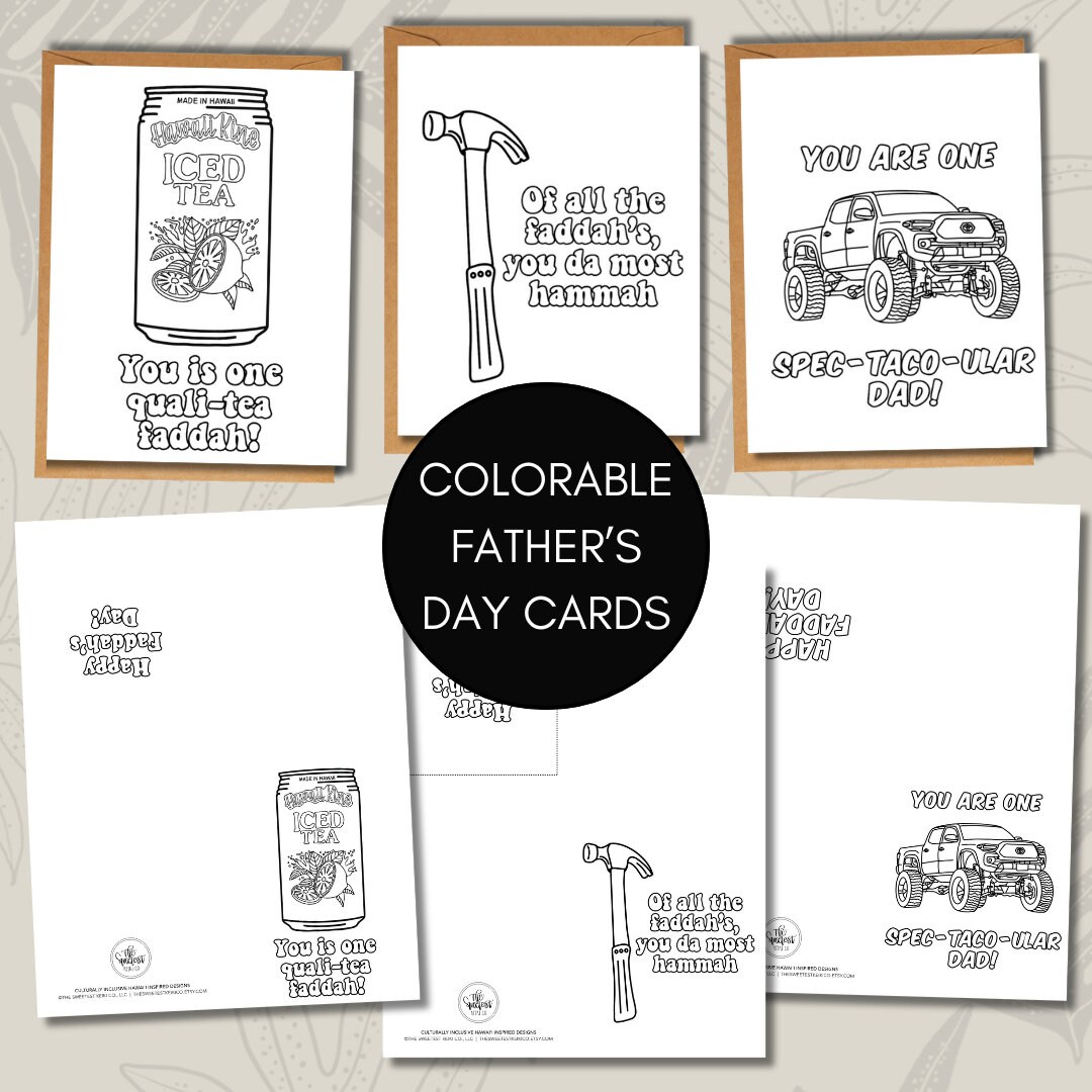 Printable & Colorable Fathers's Day Greeting Cards - Set of 3 ...