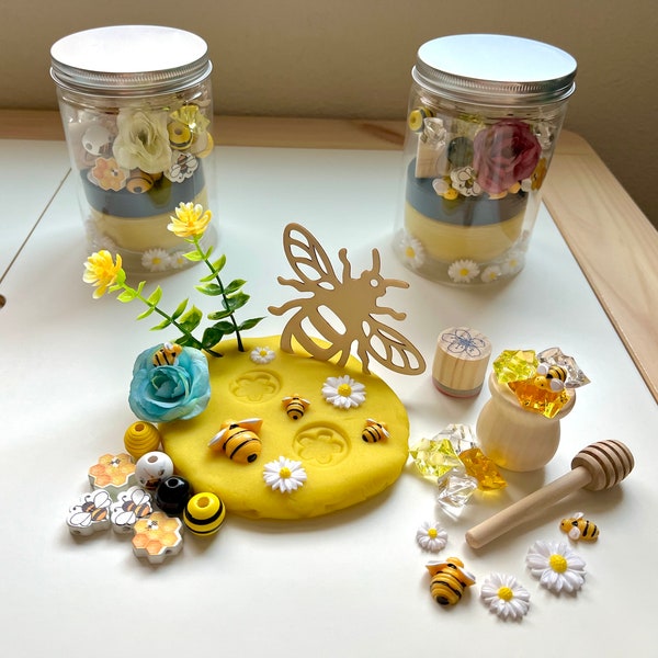 Honey Bee Sensory Kit Play Dough Sensory Bin Pollinator Toddler Gift ...