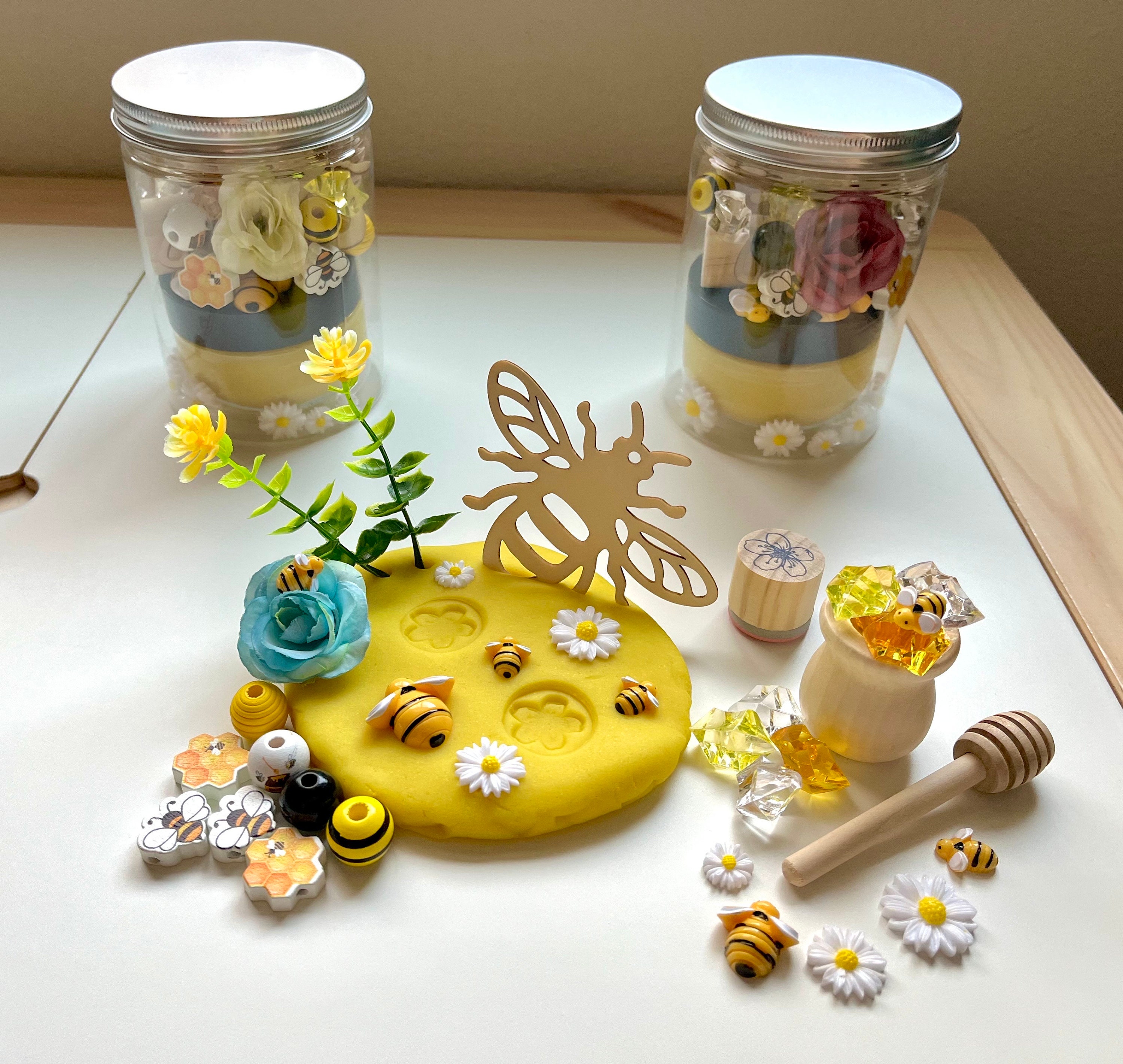 Honey Bee Sensory Dough Jar | Play Dough Sensory Kit | Pollinator ...
