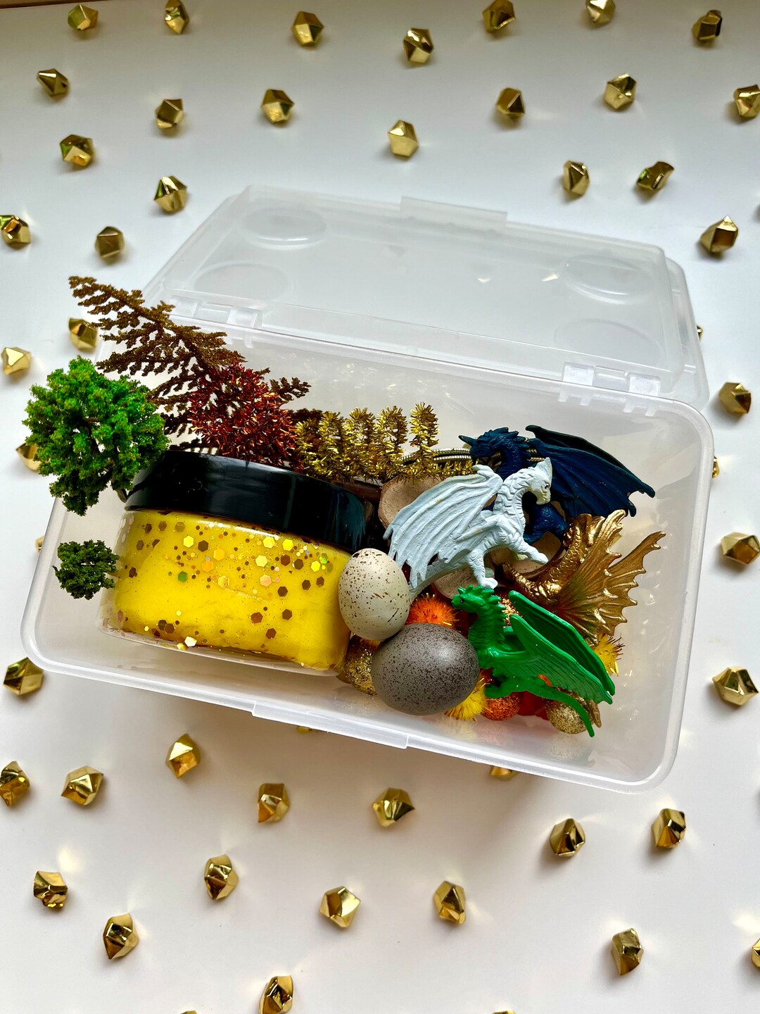 Dragon Mini Sensory Bin | Play Dough Sensory Kit | Treasure | Dragon’s ...