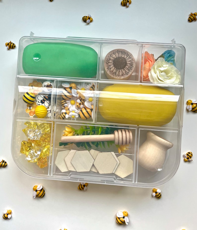 Honey Bee Sensory Kit Play Dough Sensory Bin Pollinator - Etsy