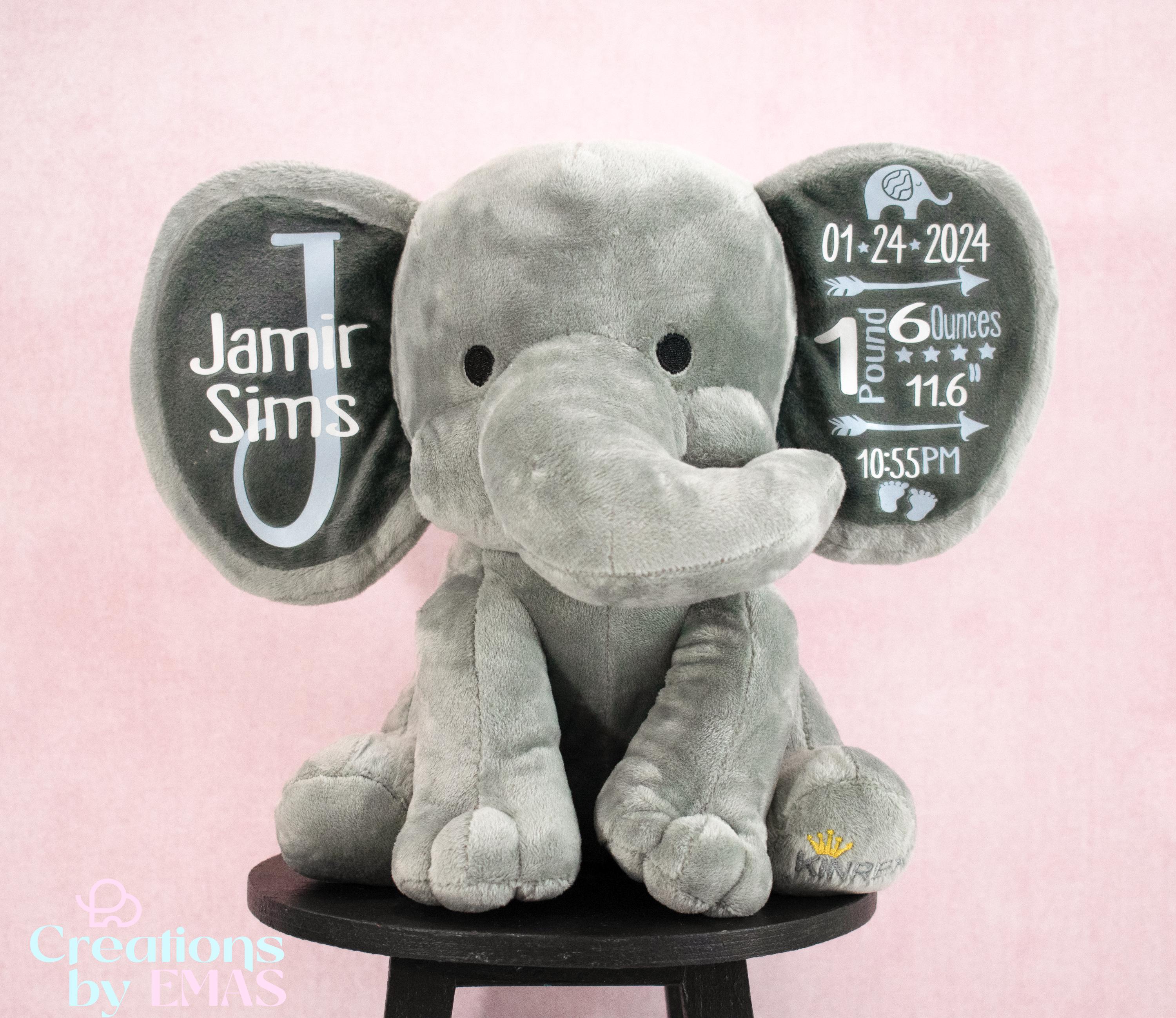 Personalized Birth Stats Elephant – Baby Birth Announcement Plush ...