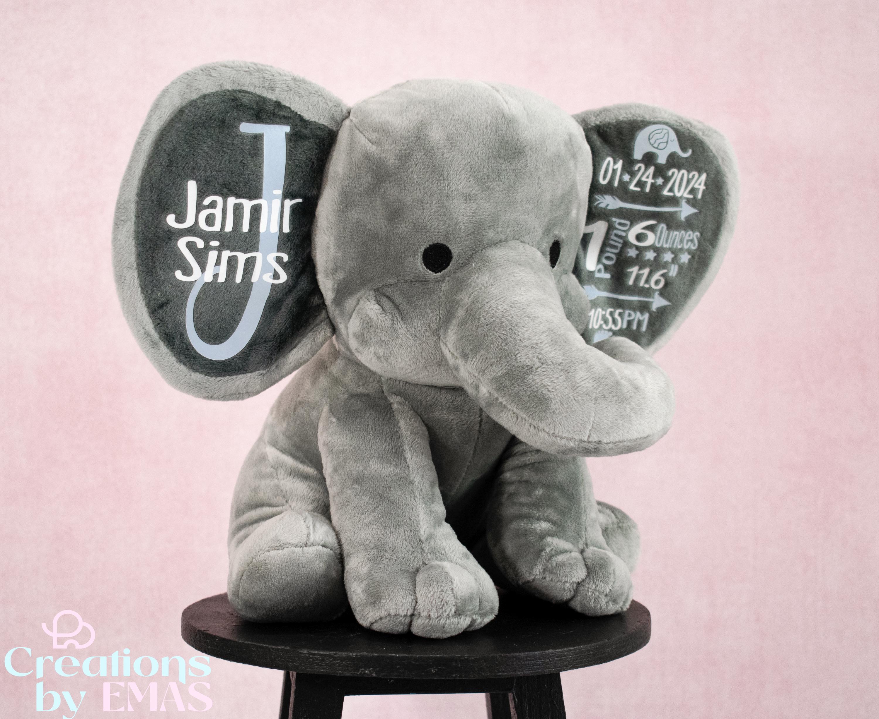 Personalized Birth Stats Elephant – Baby Birth Announcement Plush ...