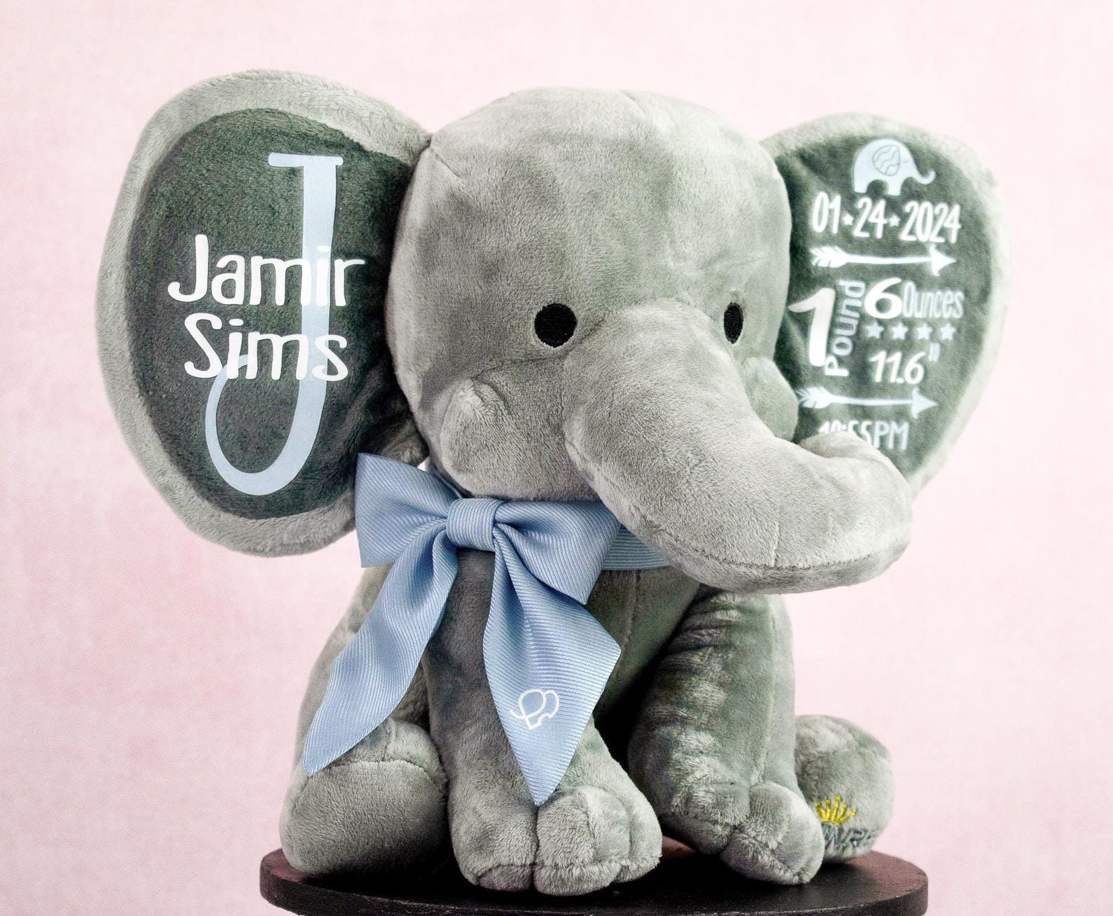 Personalized Birth Stats Elephant – Baby Birth Announcement Plush ...