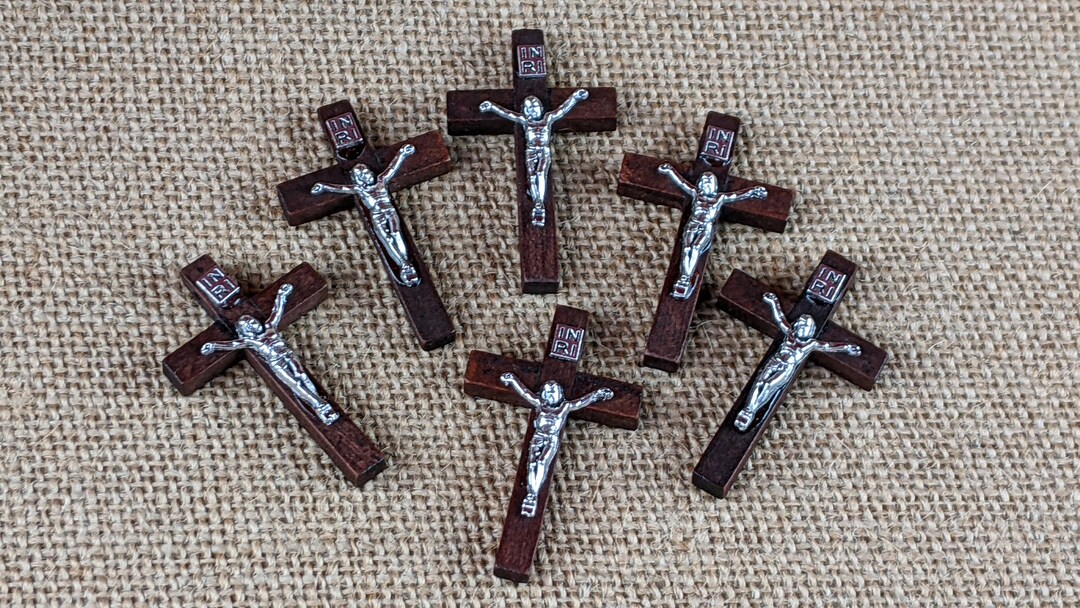 Set of 6 Small Wood Crucifixes Perfect to Wear for for Religious ...