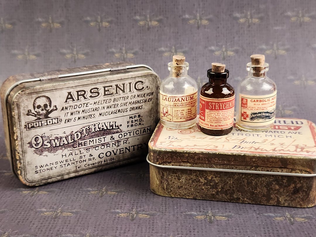 Tim Holtz Ideology Pharmacy "trinket Tins", Meta. , Ideal for Halloween ...