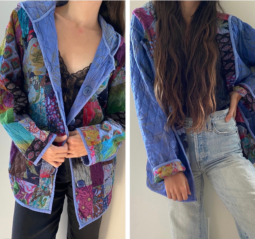 Vintage Quilted Patchwork Floral Reversible Jacket / 60s 70s Look ...