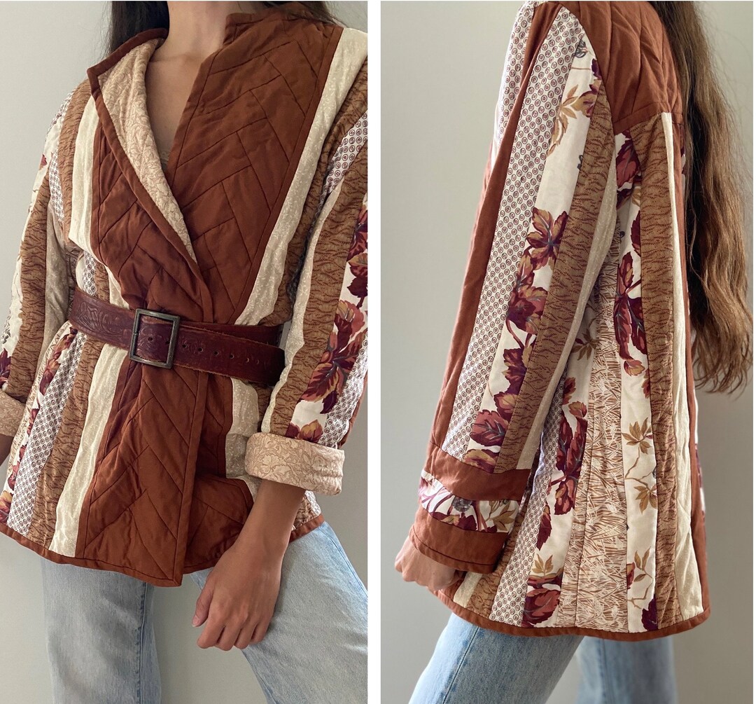 Vintage Floral Patchwork Quilted Jacket / Reversible Boho Hippie Jacket ...