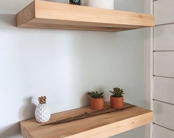 Rustic Square Edge Solid Wood Floating Shelf many Colors and - Etsy