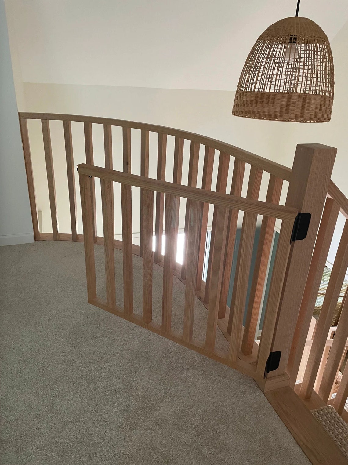 Oak Baby Gate for Stairs | Oak Spindle Baby Gate | Custom Oak Baby Gate ...