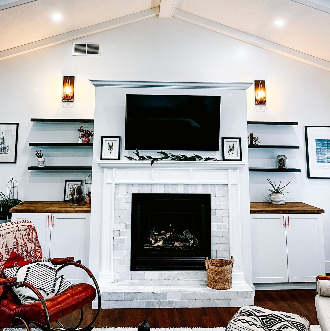 Black Solid Wood Floating Shelves | Black Floating Shelves | Easy to ...