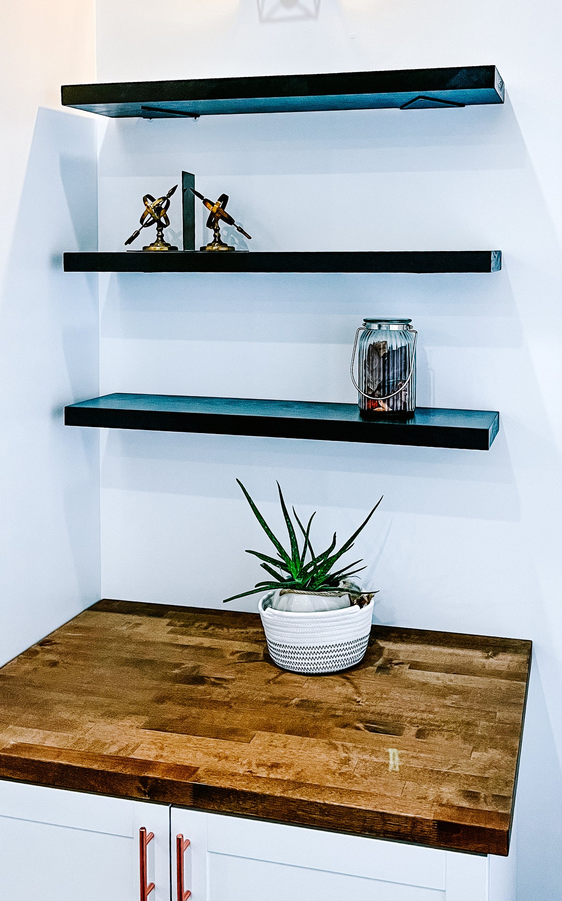 Black Solid Wood Floating Shelves Black Floating Shelves - Etsy
