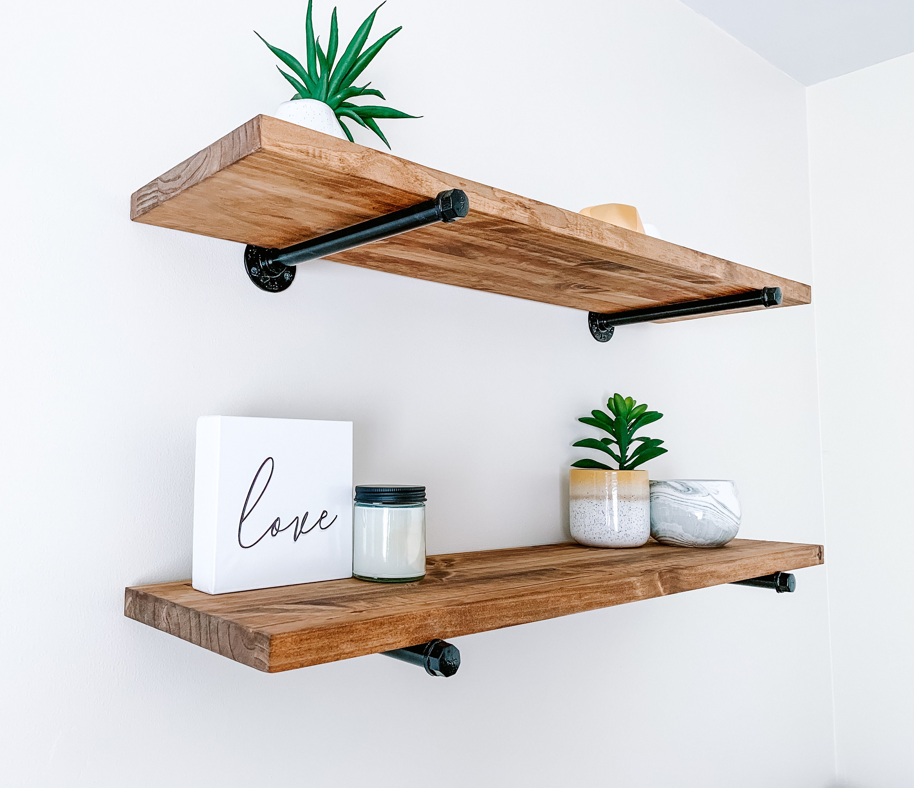 Pipe Shelf Wood Floating Shelves Shelves for Kitchen | Etsy