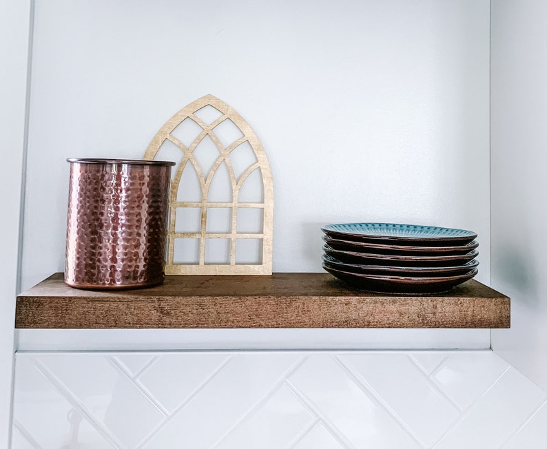 Solid Wood Stained Floating Shelves Kitchen Dishes Easy - Etsy