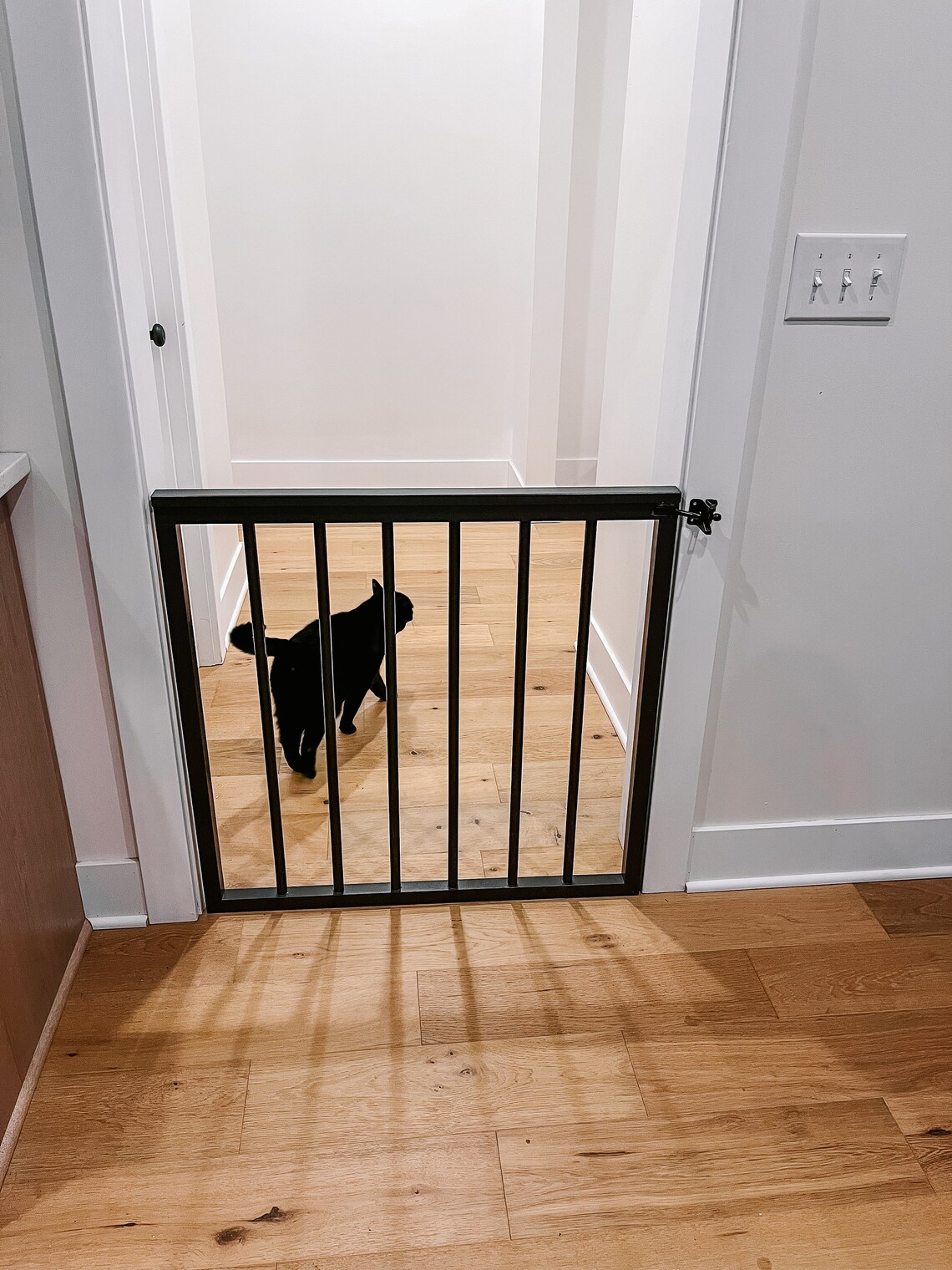 Custom Black Round Spindle Wooden Gate | Baby Gate | Stairway Gate ...