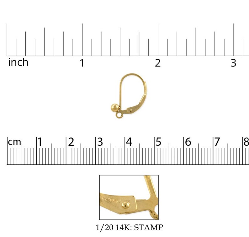 14K Gold Filled Ring and Ball Design Lever Back Closed Loop Earrings ...