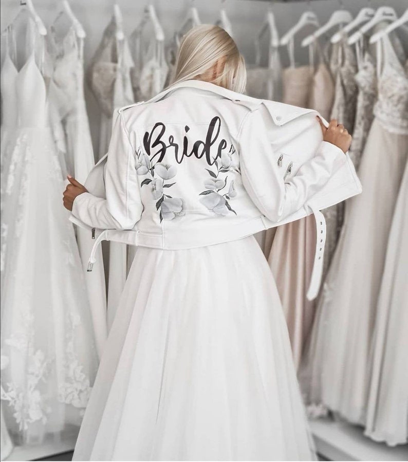White Leather Bride Jacket Bride Custom Leather Jacket White | Etsy