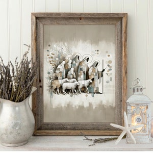 Lost Sheep and the Good Shepherd Vertical Digital Print Depicting Jesus ...