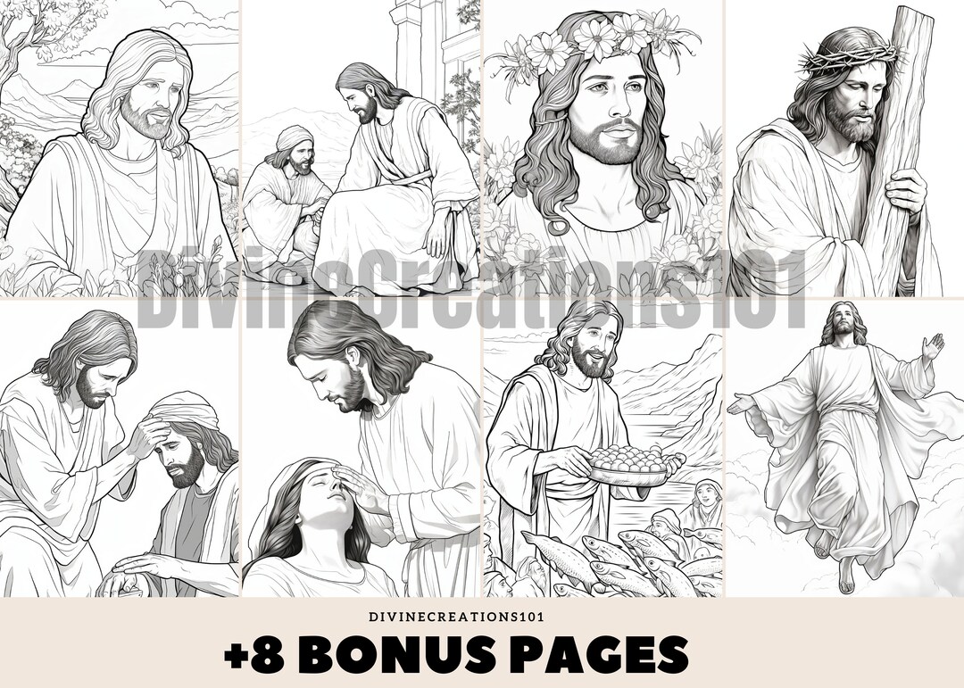 Jesus Healing Blind Man Grayscale Coloring Page - Adult Printable ...