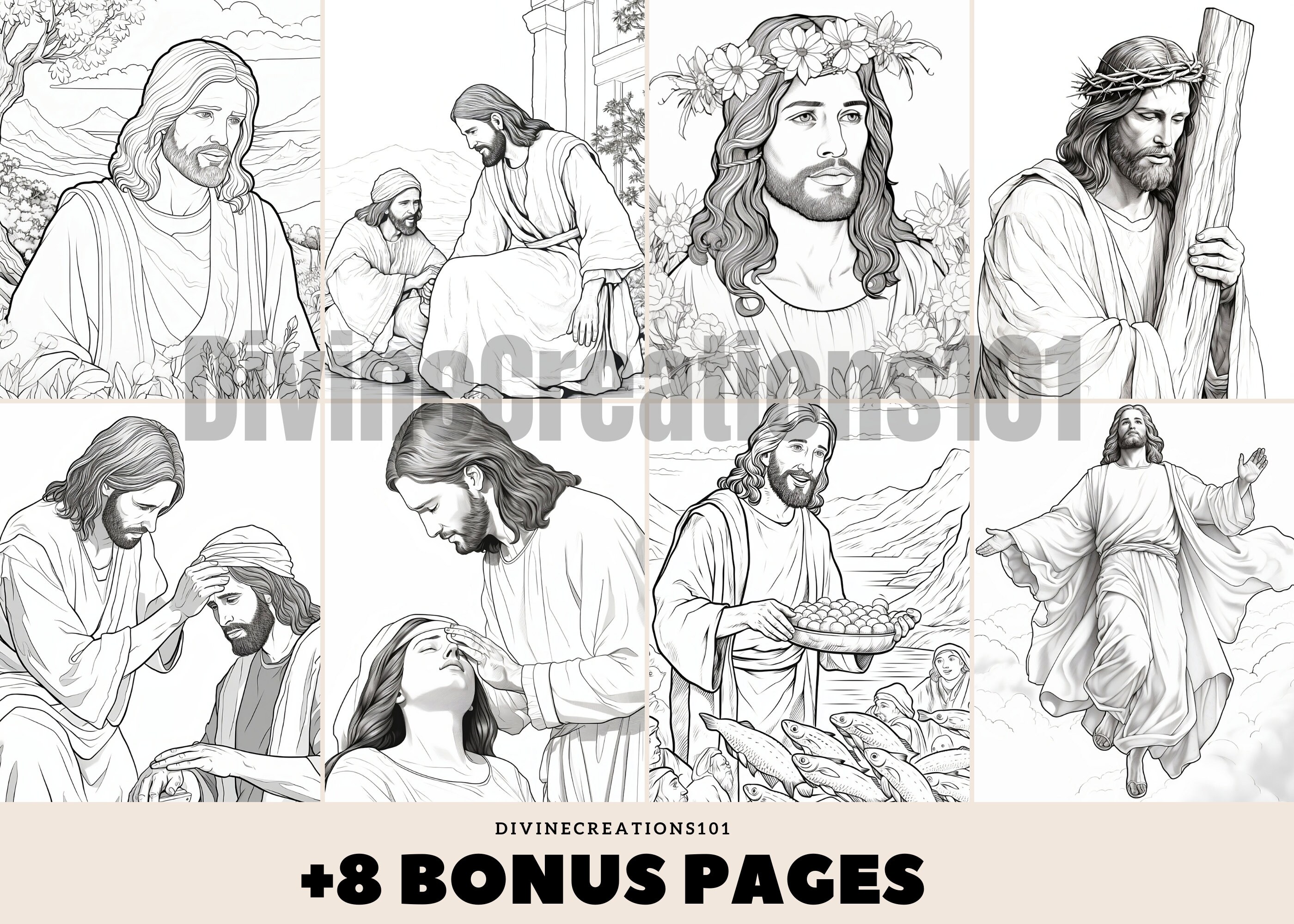 Jesus Healing Blind Man Grayscale Coloring Page - Adult Printable ...