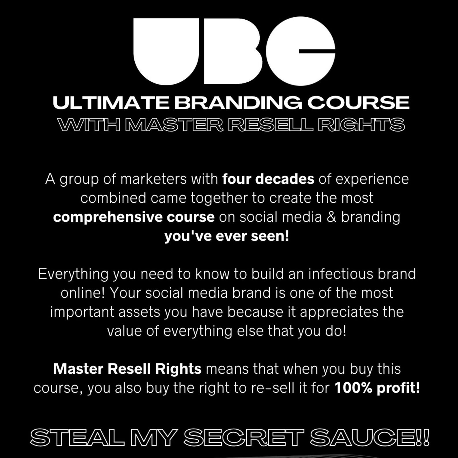 Ultimate Branding Course UBC Full Course One-time Payment Master Resell Rights MRR Resell for ...