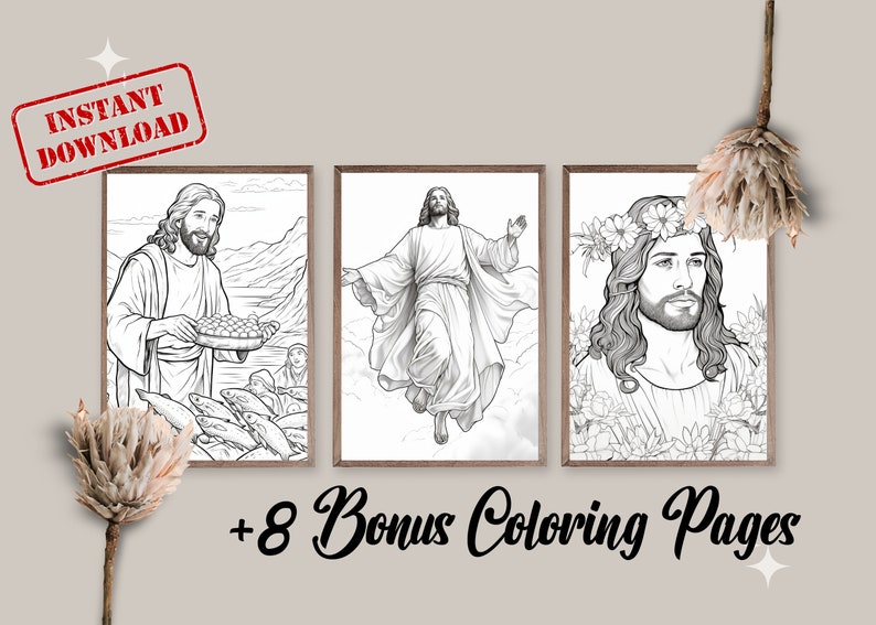 Jesus Healing Blind Man Grayscale Coloring Page Adult Printable Instant ...