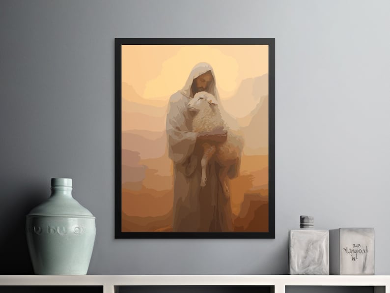 Jesus and the Lost Sheep - Digital Parable Art Print Instant Download ...