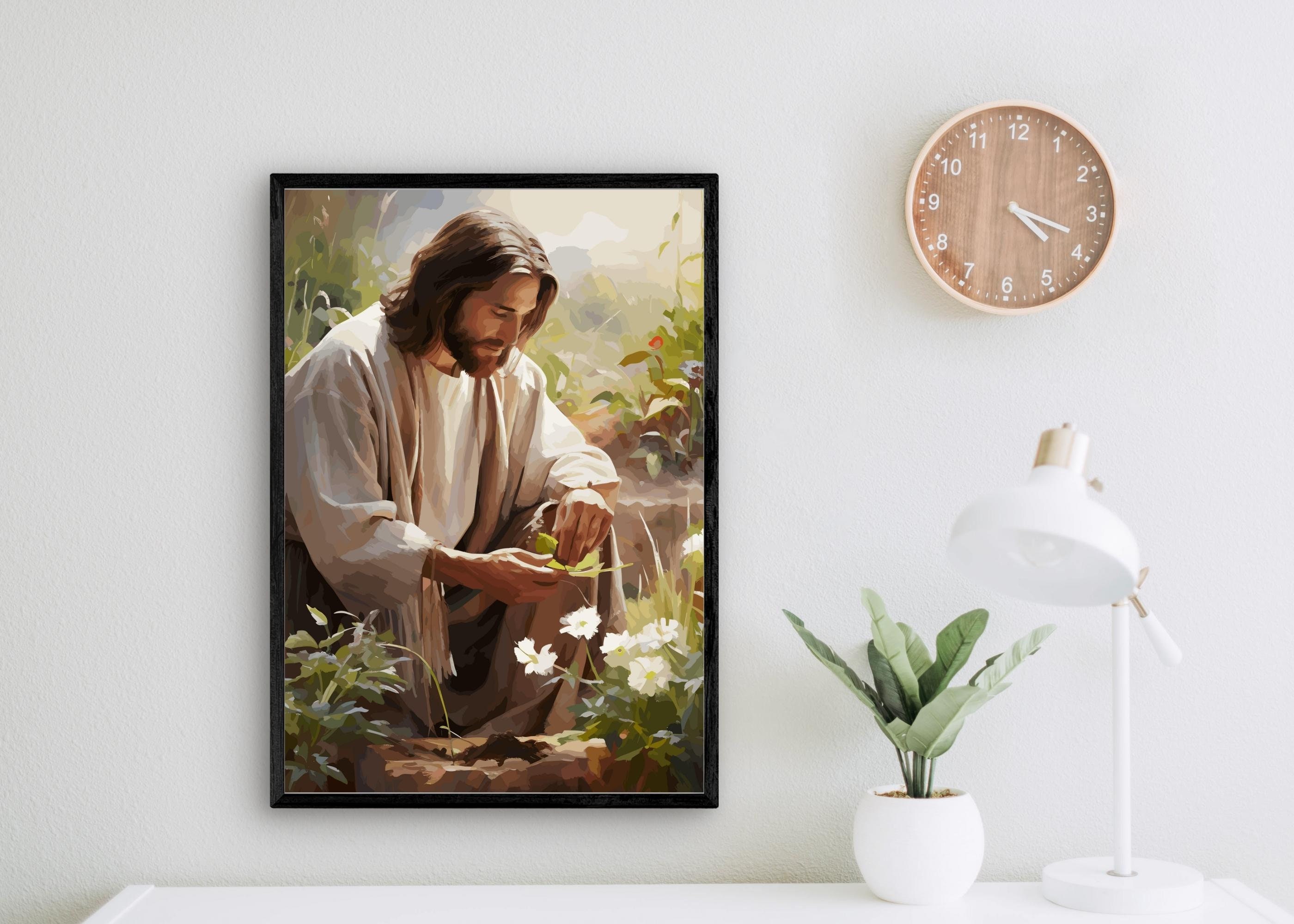 Christ and Flowers Print - LDS Art for Gardeners - Religious Portrait ...