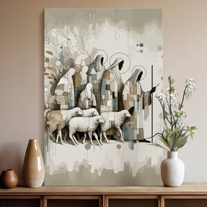 Lost Sheep and the Good Shepherd Vertical Digital Print Depicting Jesus ...