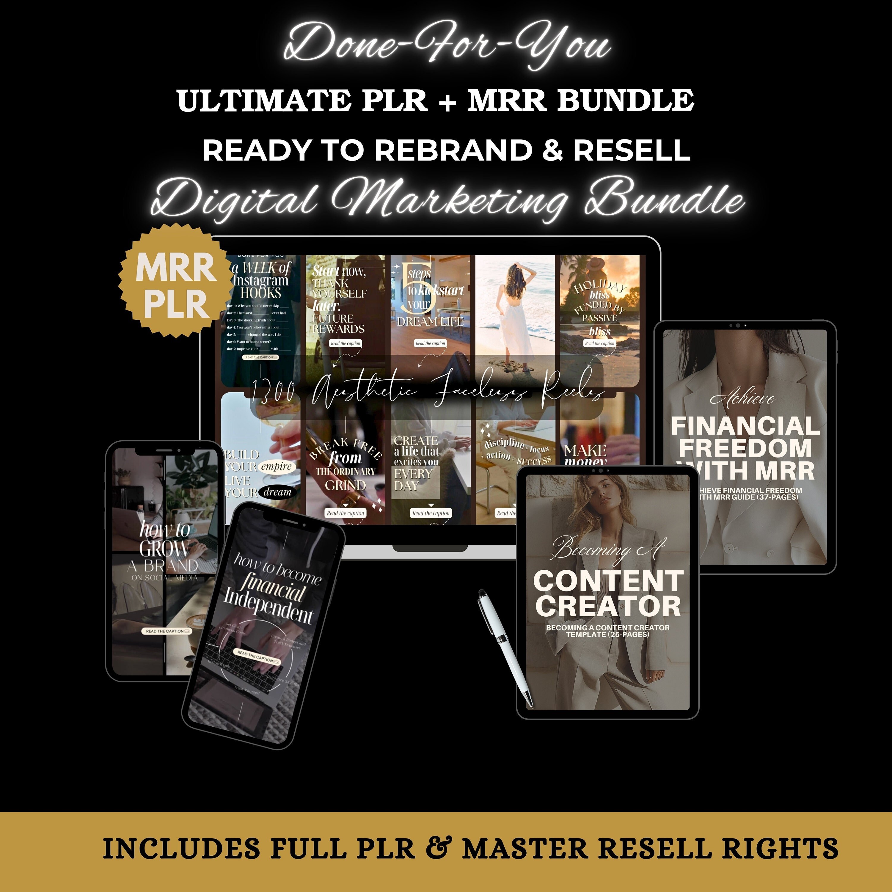 1110 Premium Faceless Videos With MRR. Digital Marketing Instagram Reels Bundle, Mrr, Plr IG W ...