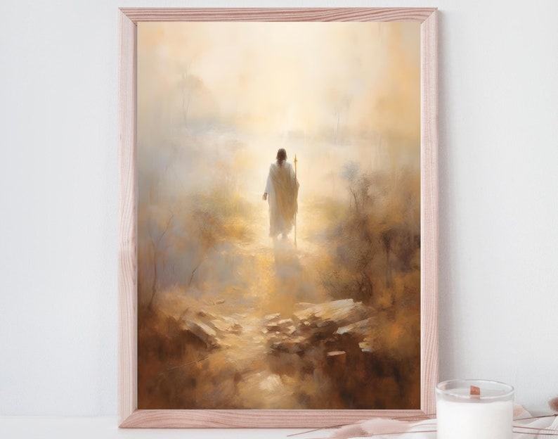 Divine Journey Jesus on the Path He is Risen Christian Wall Art ...