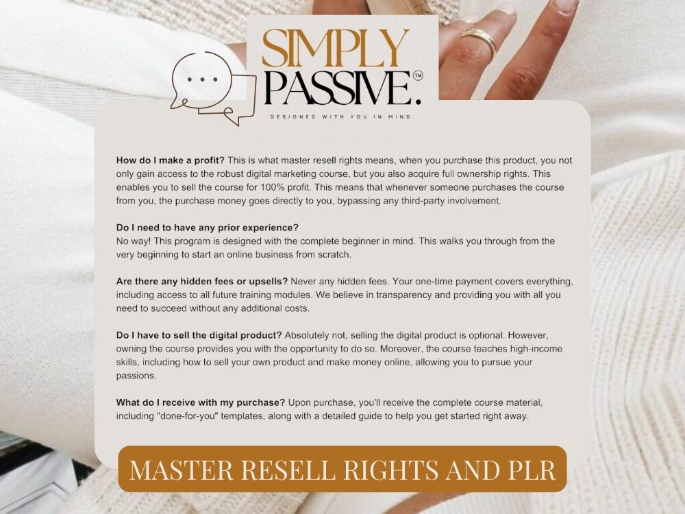 Simply Passive Digital Marketing Course: MRR & PLR, Ideal for Beginners ...