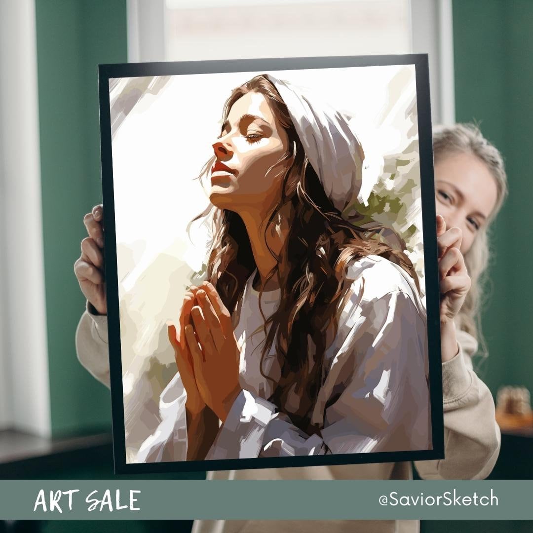 Praying Woman LDS Art Portrait of Christ Digital Download Christian ...