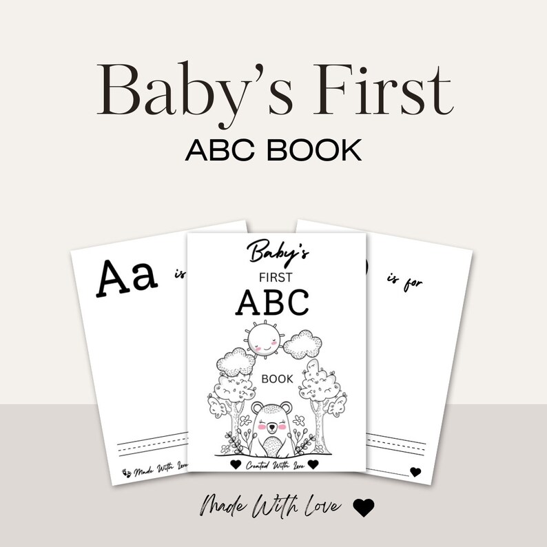 ABC Baby Shower Book Baby's First Book Fun Baby Shower Games ABC Book ...