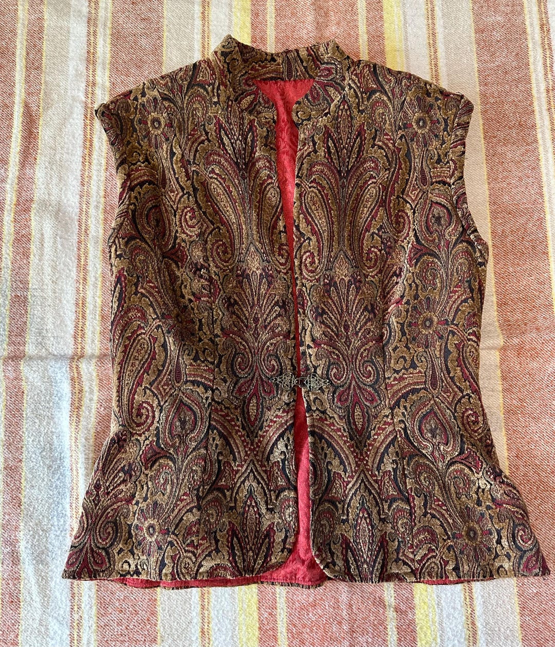 Brown & Red Paisley Vest - Etsy