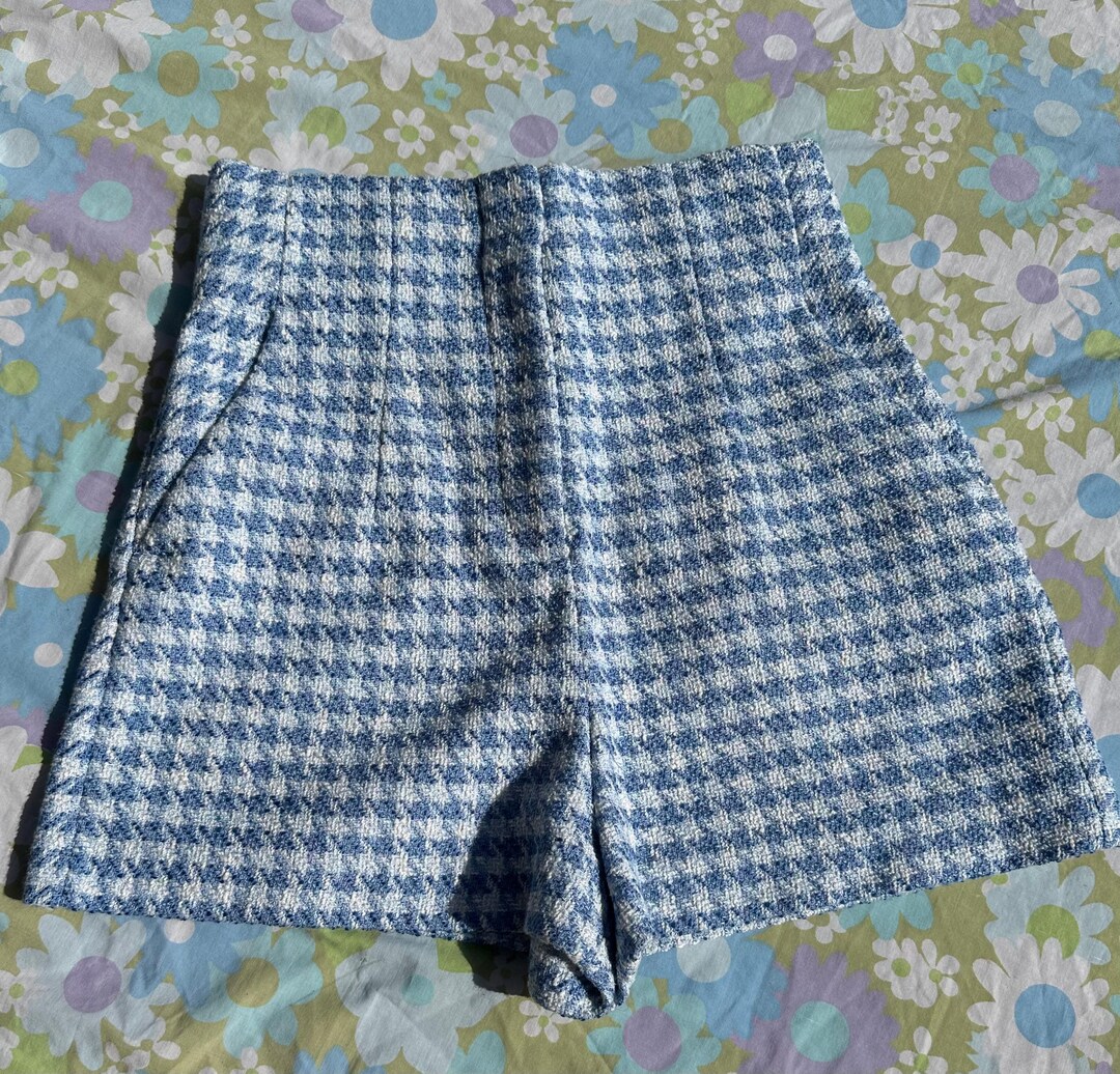 Light Blue Houndstooth Shorts - Etsy