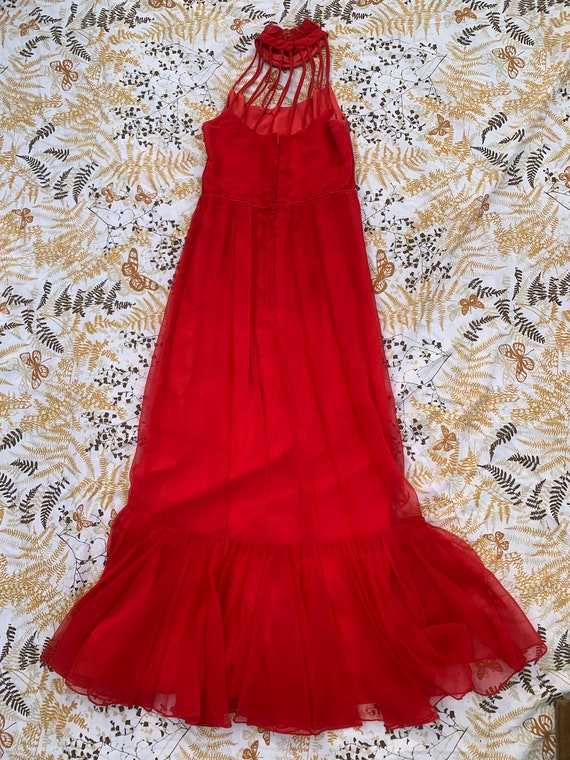 Hostess Gown 1970s Handmade Red Dress & Shawl - Gem