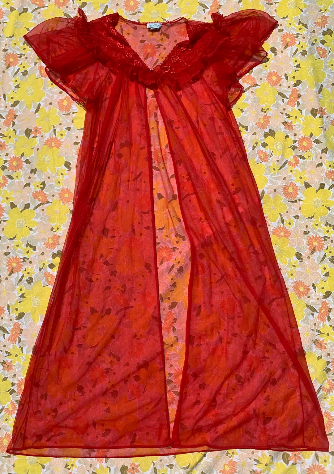 Spotlight Red Sheer Housecoat - Etsy