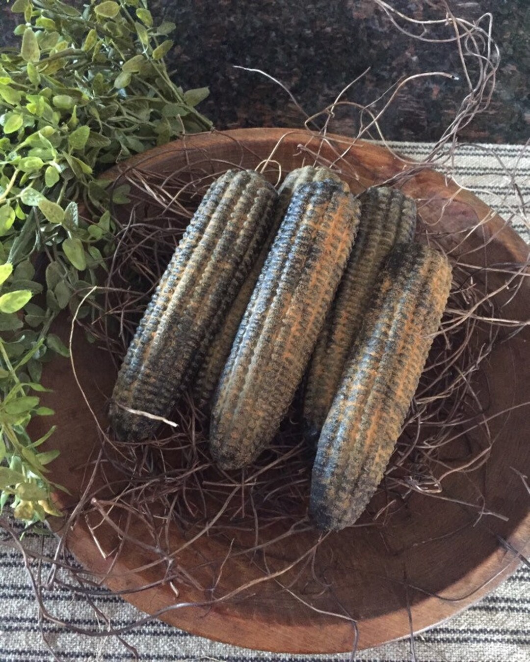 Primitive Blackened Wax Corn Set of 3 Bowl Fillers - Etsy