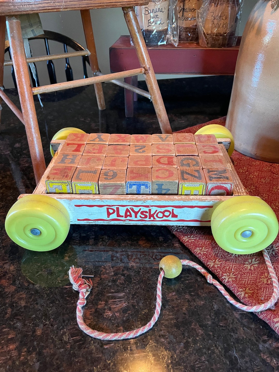 Vintage Playskool Blocks/holder With Wheels - Etsy