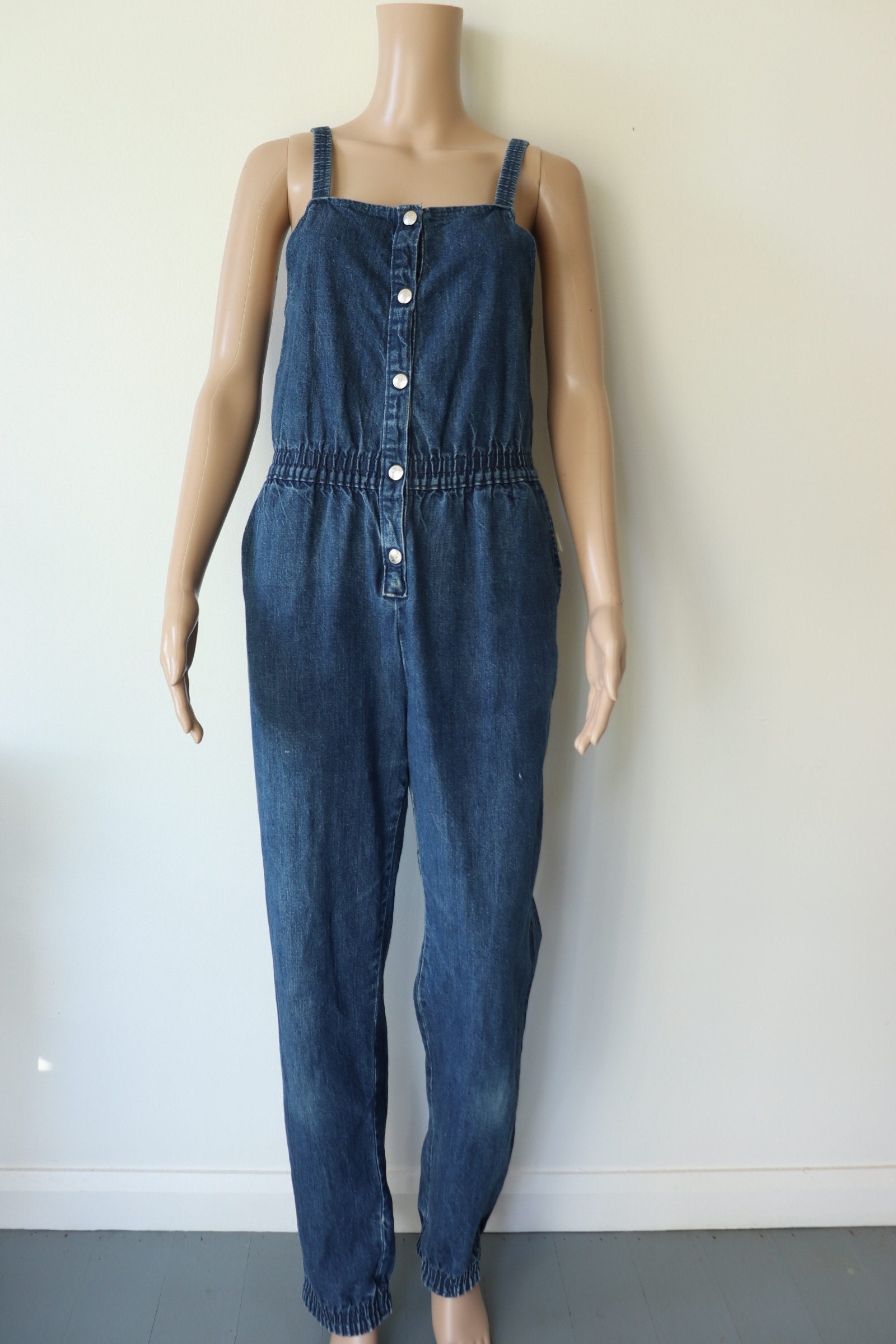 80s Denim Jumpsuit - Etsy